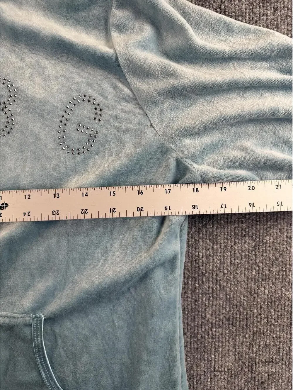 BCBG | Tops | Bcbg Maxazria Light Blue Velour Zipup Hoodie Rhinestone ...